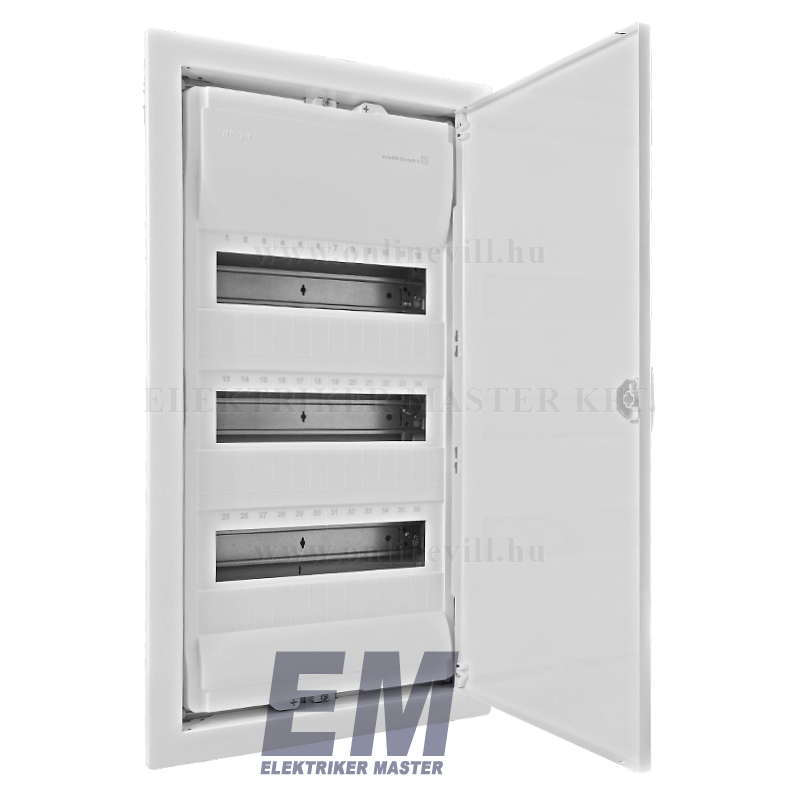 Lakáselosztó süllyesztett 36 modulos elosztó szekrény fehér fém ajtóval ...