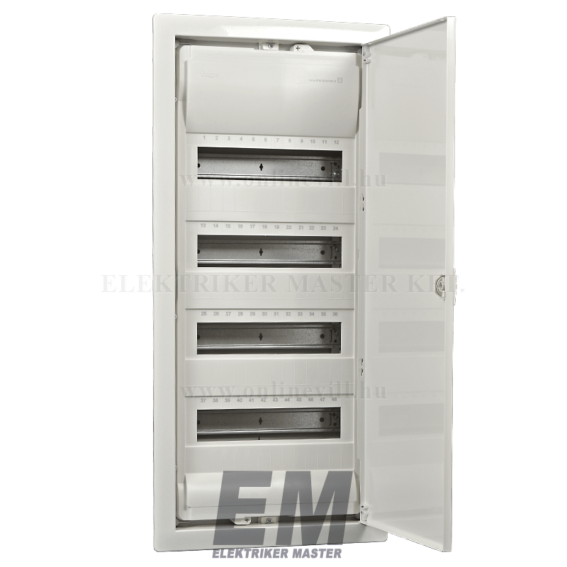 Lakáselosztó süllyesztett 48 modulos elosztó szekrény fehér fém ajtóval ...