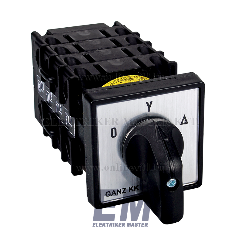 GANZ KK-1-32-6009 kapcsoló 3P 32A előlapra szerelhető csillag-delta 0-Y ...