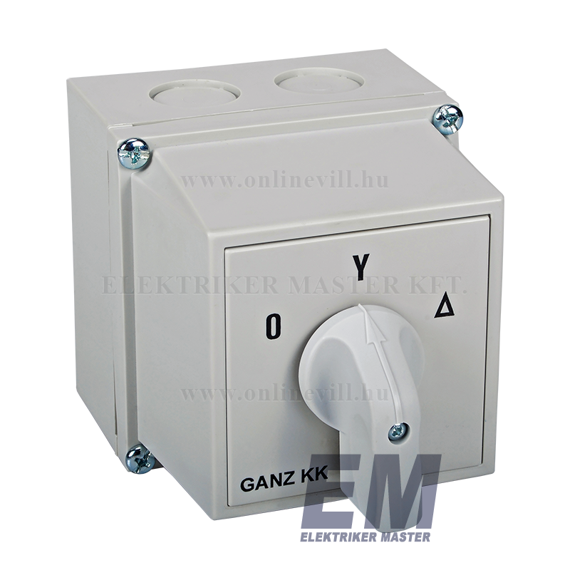 GANZ KKM-0-20-6009 tokozott kapcsoló 3P 20A IP65 csillag-delta 0-Y-D ...