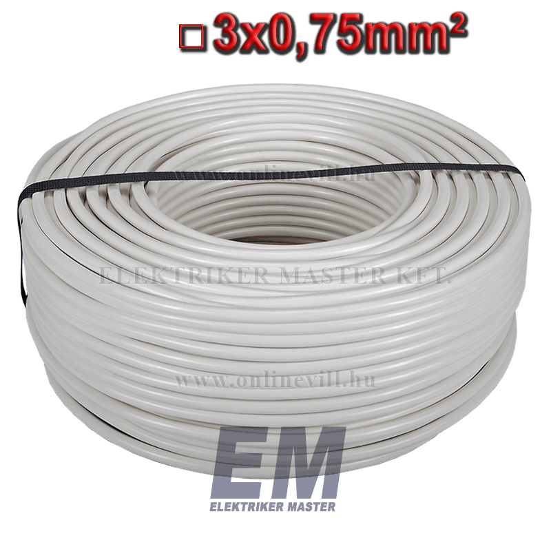 MT 3x0,75 kábel (H05VV-F) MTK sodrott réz vezeték fehér