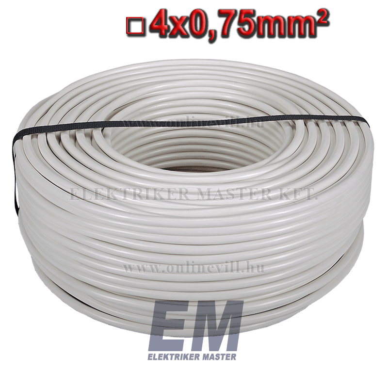 MT 4x0,75 kábel (H05VV-F) MTK sodrott réz vezeték fehér