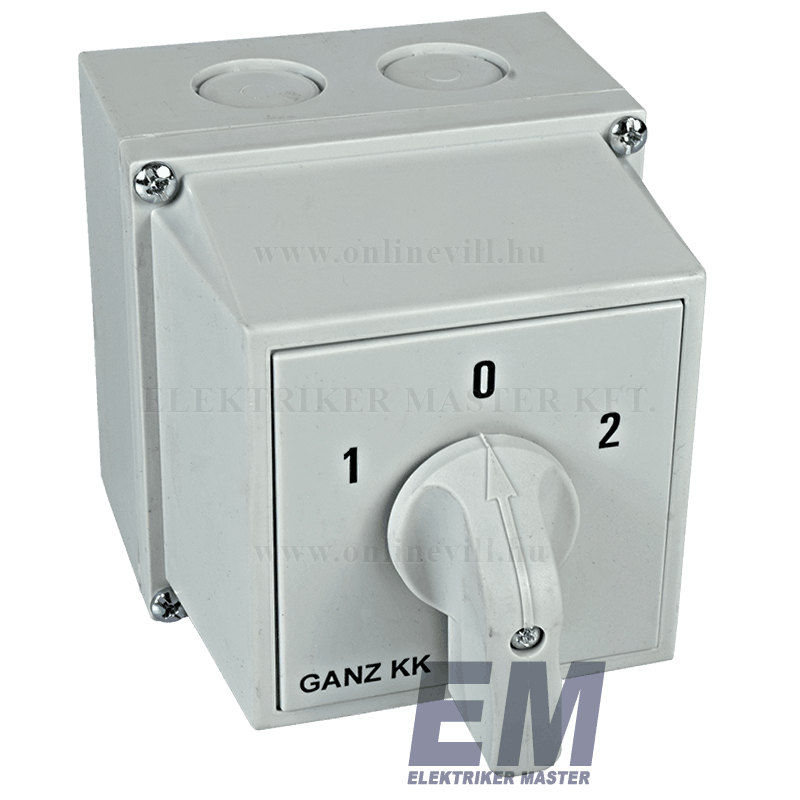 GANZ KKM-1-32-6008 tokozott kapcsoló 3P 32A IP65 1-0-2 állású ...