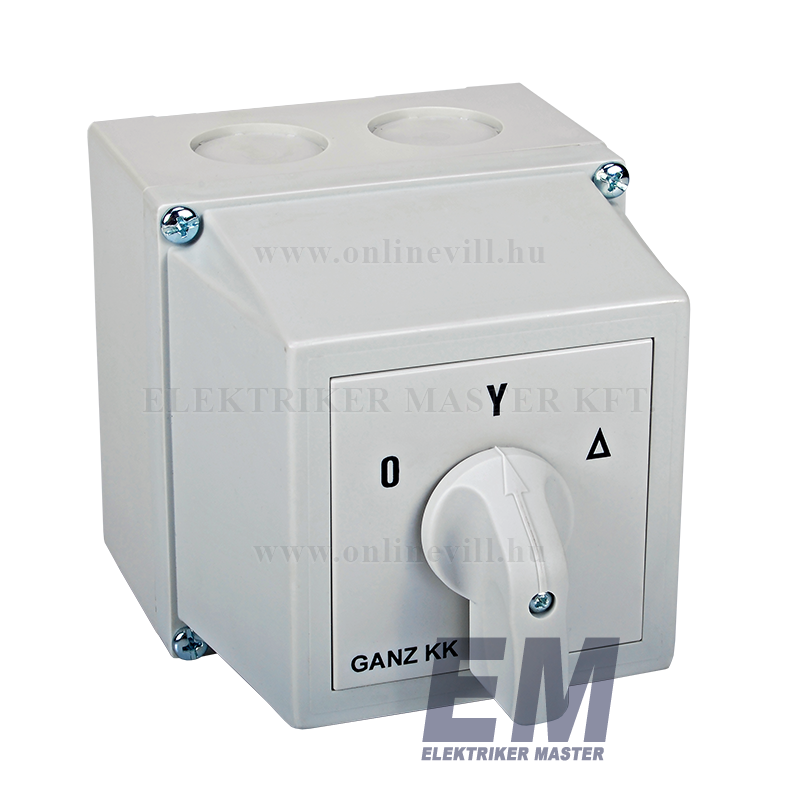 GANZ KKM-1-32-6009 tokozott kapcsoló 3P 32A IP65 csillag-delta 0-Y-D ...