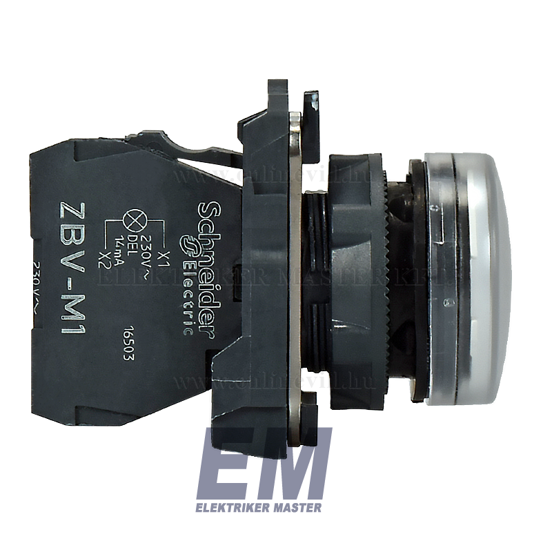 Schneider LED-es jelzőlámpa fehér 230V D22 Harmony XB5AVM1