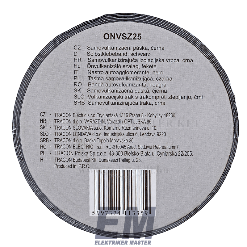 Önvulkanizáló szalag 25mm x 10m TRACON ONVSZ25