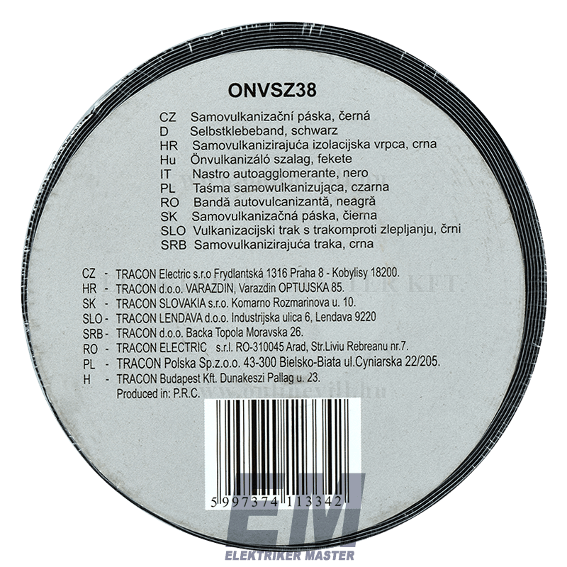 Önvulkanizáló szalag 38mm x 10m TRACON ONVSZ38