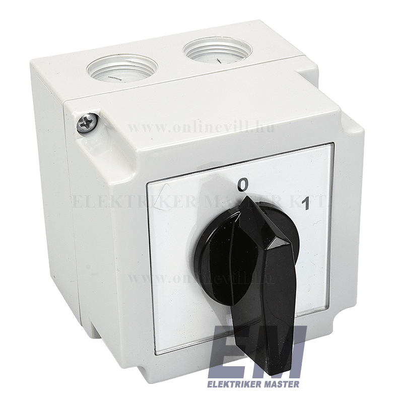 Apator 4G25-10-PK tokozott kapcsoló 3P 25A IP65 0-1 állású BE-KI kapcsoló