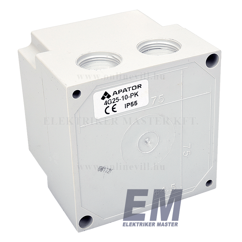 Apator 4G25-10-PK tokozott kapcsoló 3P 25A IP65 0-1 állású BE-KI kapcsoló