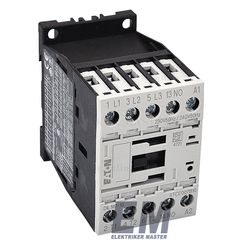 Eaton Teljesítmény kontaktor 3kW/400V AC DILM7-10 230V 276550