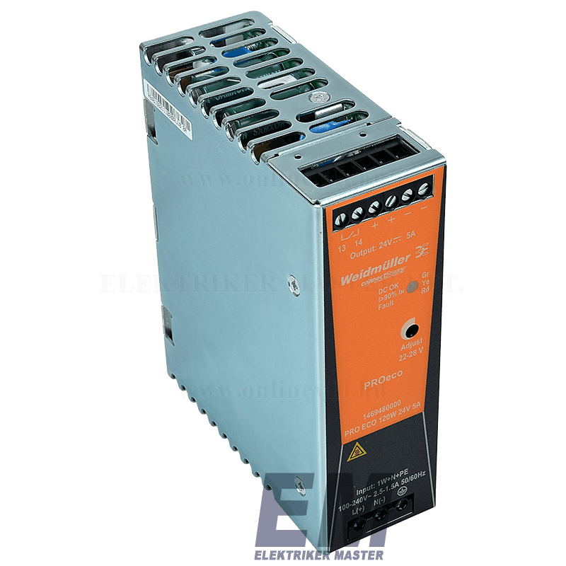 Weidmüller tápegység 120W 24V 10A PRO ECO 1469480000