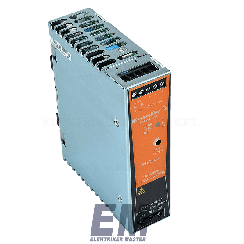 Weidmüller tápegység 72W 24V 3A PRO ECO 1469470000