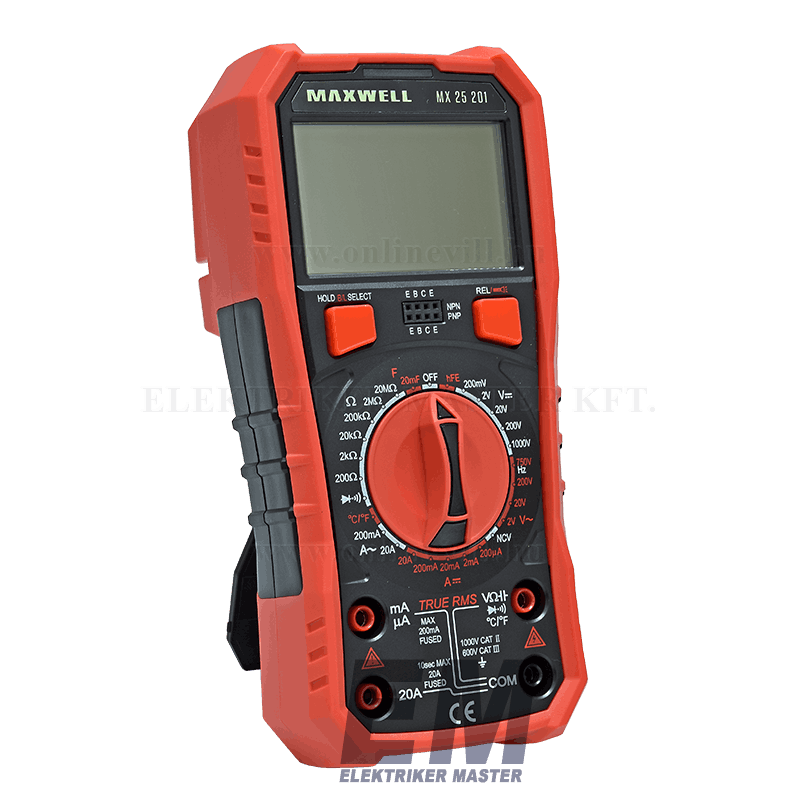 Digitális multiméter AC/DC Hőmérséklet TRUE RMS Fáziskereső Dióda ...