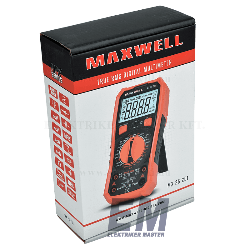 Digitális multiméter AC/DC Hőmérséklet TRUE RMS Fáziskereső Dióda ...