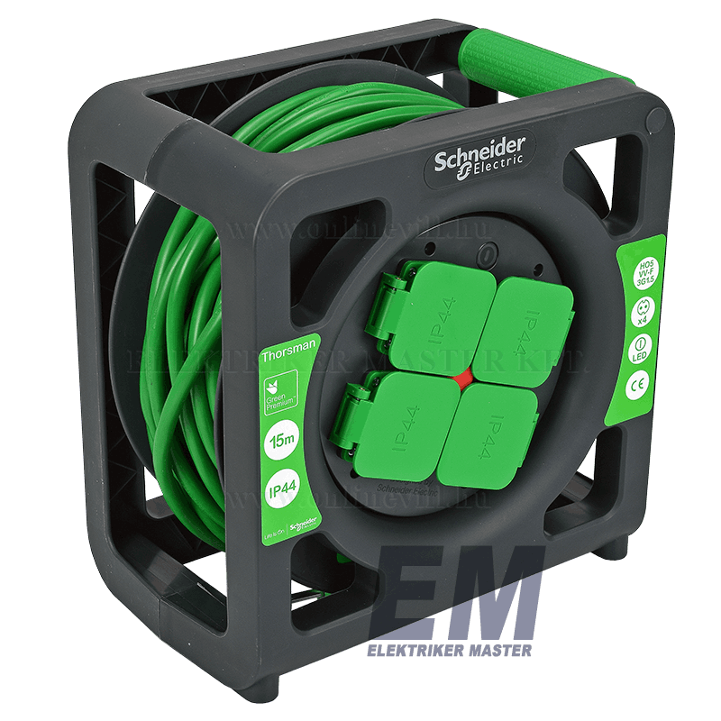 Kábeldob 15m IP44 Kültéri hosszabbító MT 3x1,5 Schneider THORSMAN IMT33136