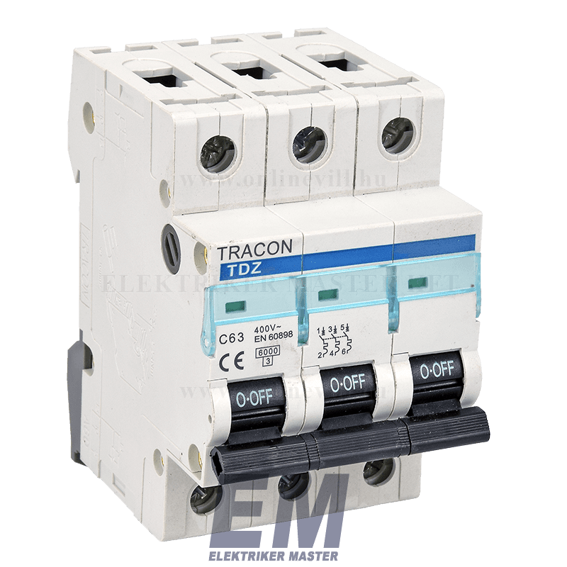 Tracon Kismegszakító 3P C 63A 6kA TDZ-3C-63