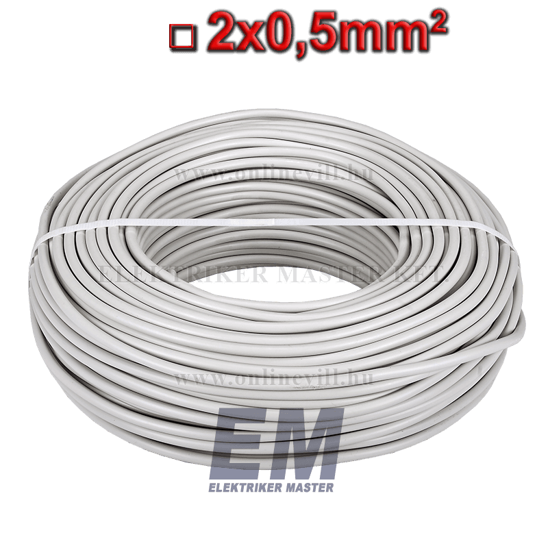 MT 2x0,5 kábel (H03VV-F) MTK sodrott réz vezeték fehér