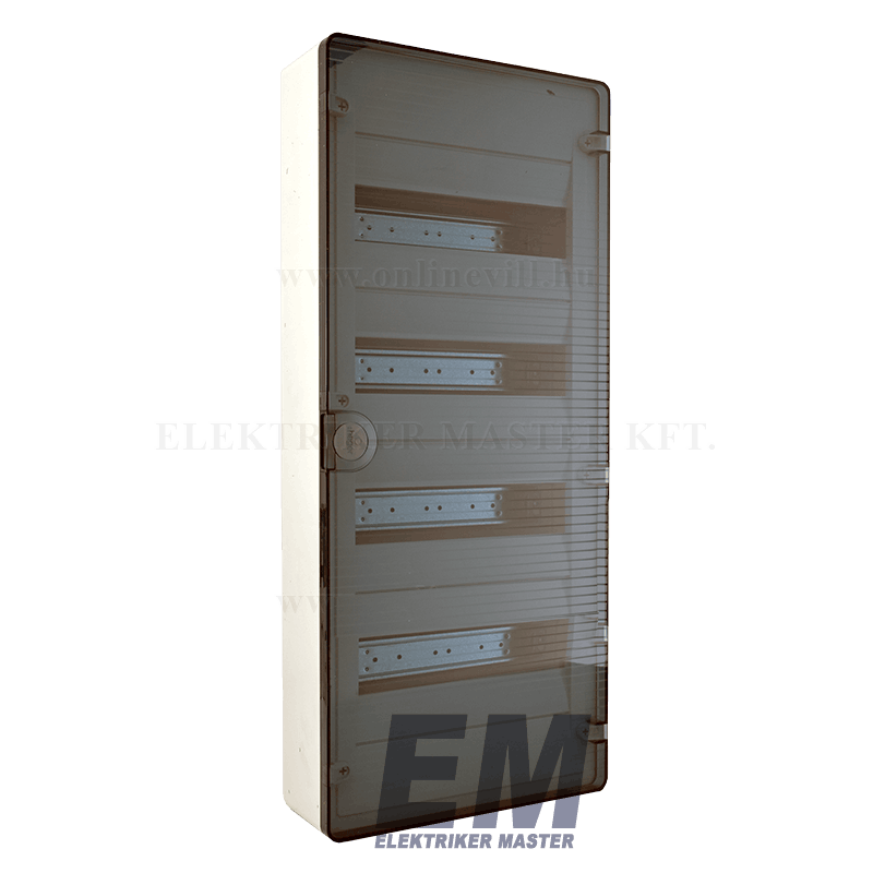 Lakáselosztó falon kívüli 48 modulos elosztó szekrény átlátszó ajtóval ...