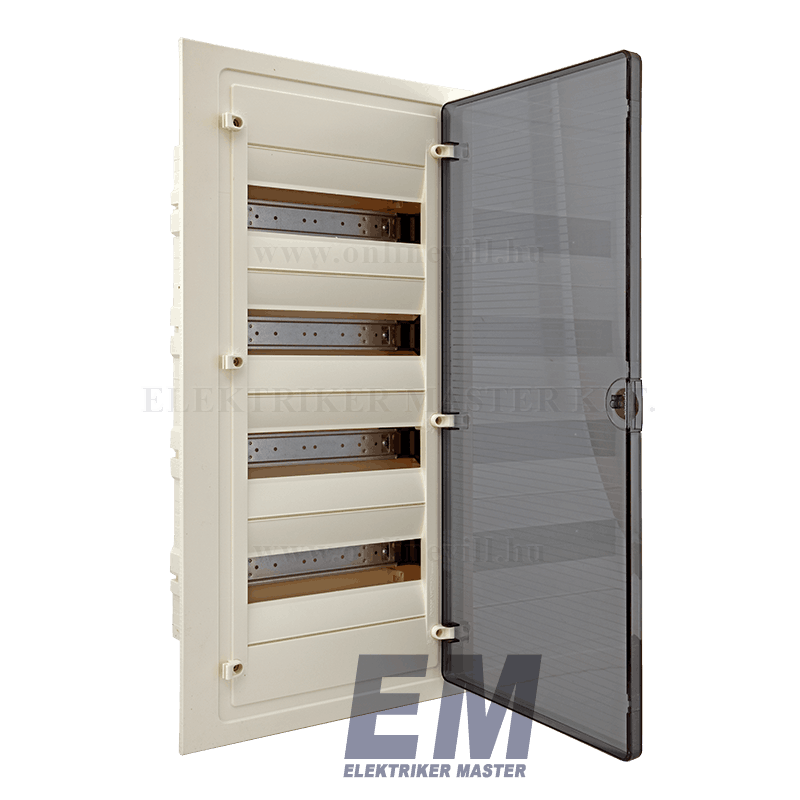 Lakáselosztó süllyesztett 48 modulos elosztó szekrény átlátszó ajtóval ...