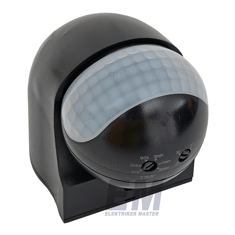 Mozgásérzékelő Oldalfali 180° IP44 12m Fekete Tracon TMB-112F