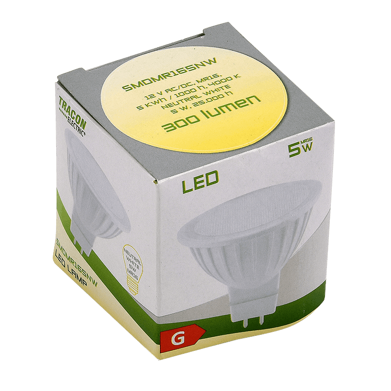 MR16 LED Spot Izzó 5W 4000K 12V AC/DC természetes fehér 300lm Tracon ...