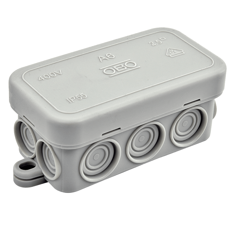 Kötődoboz falon kívüli 80X43X34 mm IP54 vízmentes füles OBO A6 (2000001)