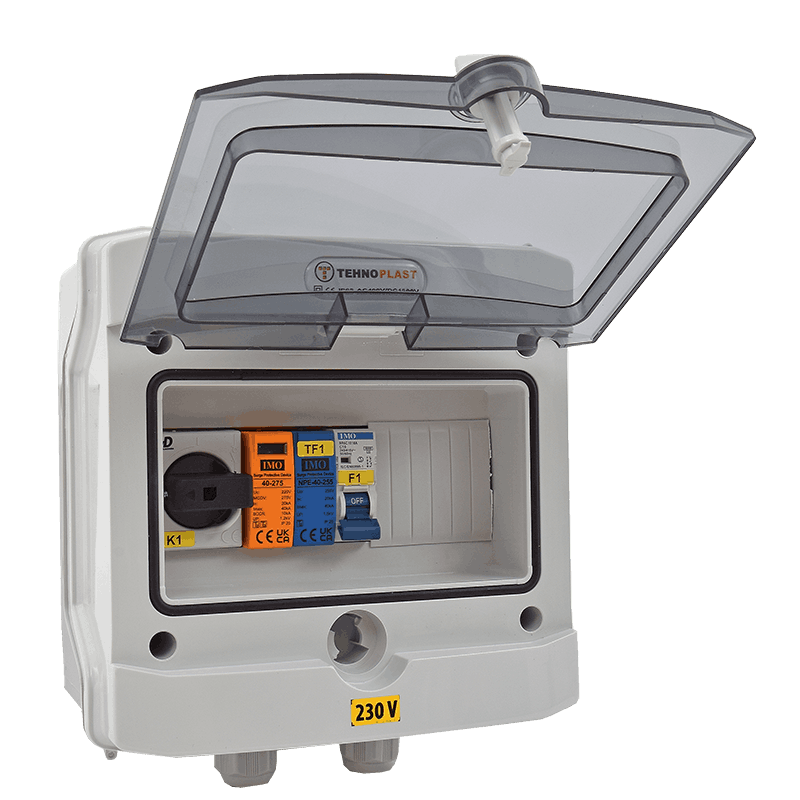 Napelem AC doboz 1 Fázisú 16A-re szerelt solar 1000V DC kültéri IP65 ...