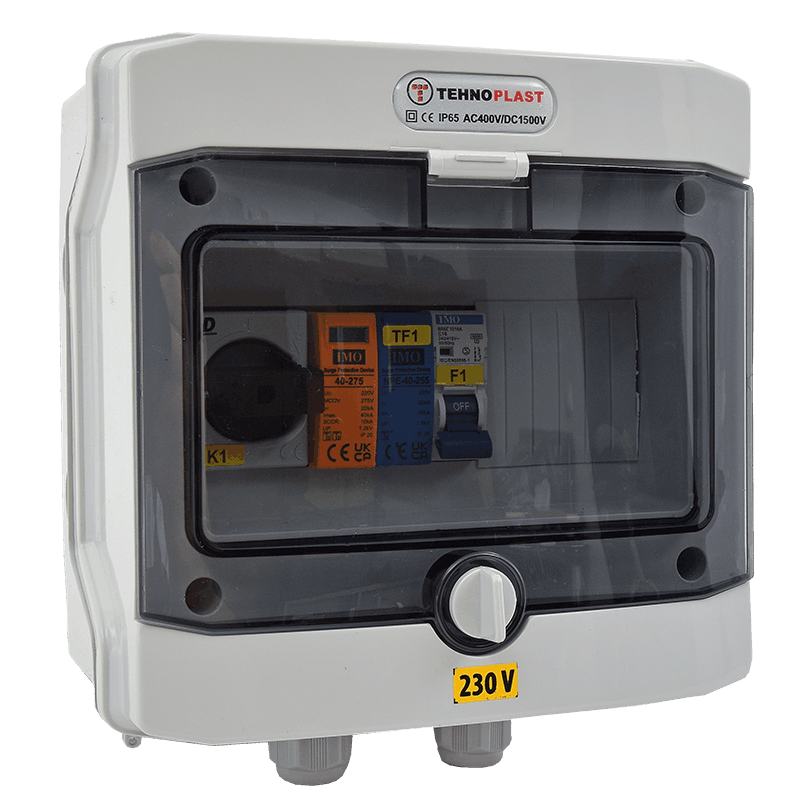 Napelem AC doboz 1 Fázisú 16A-re szerelt solar 1000V DC kültéri IP65 ...