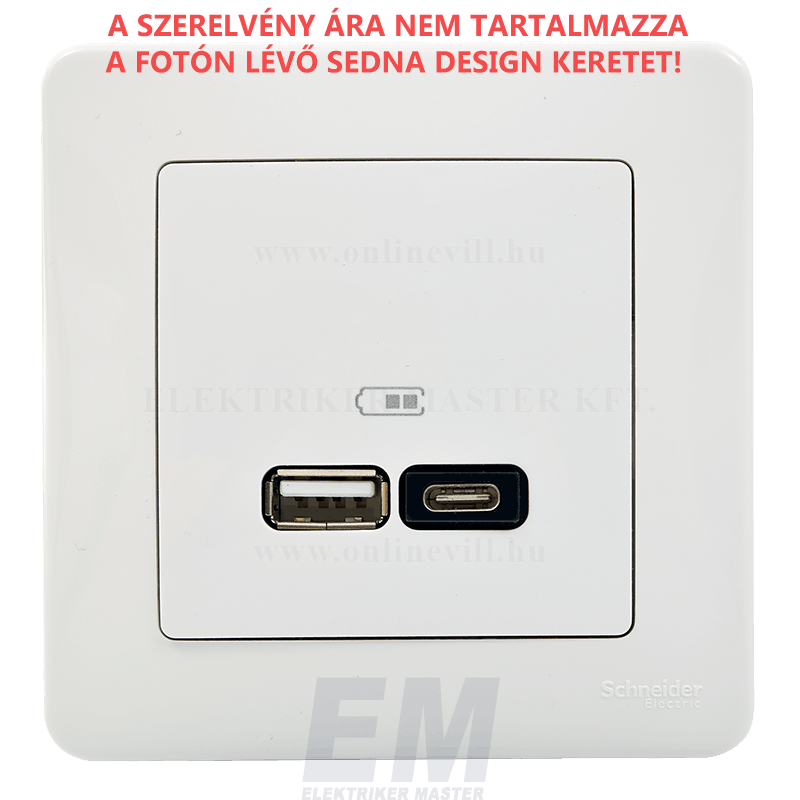 Schneider SEDNA Design Dupla USB A+C 2.4A töltő aljzat fehér SDD111402