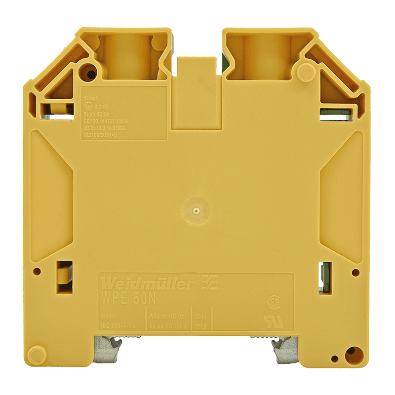Sorkapocs 50 zöld/sárga sínre szerelhető Weidmüller WPE 50N 1846040000