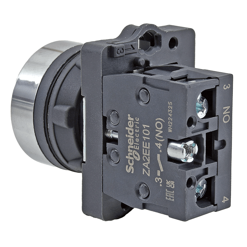 Schneider nyomógomb fekete visszatérő 1NO 3A 230V D22 Harmony Easy XA2EA21