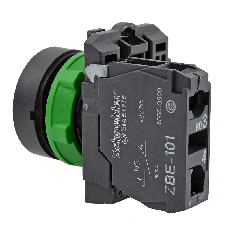 Schneider nyomógomb komplett sárga visszatérő 1NO 3A 230V D22 Harmony ...