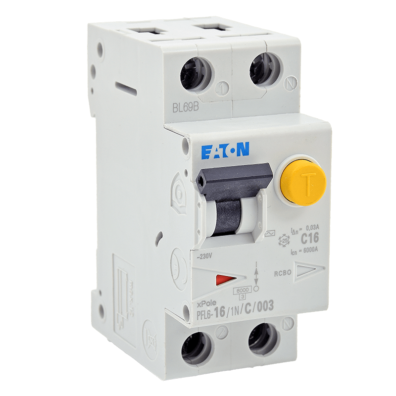 Kombinált Fi relé 1P+N 16A 30mA 6kA (AC) PFL6-16/1N/C/003 áramvédő kapcsoló + C kismegszakító Eaton