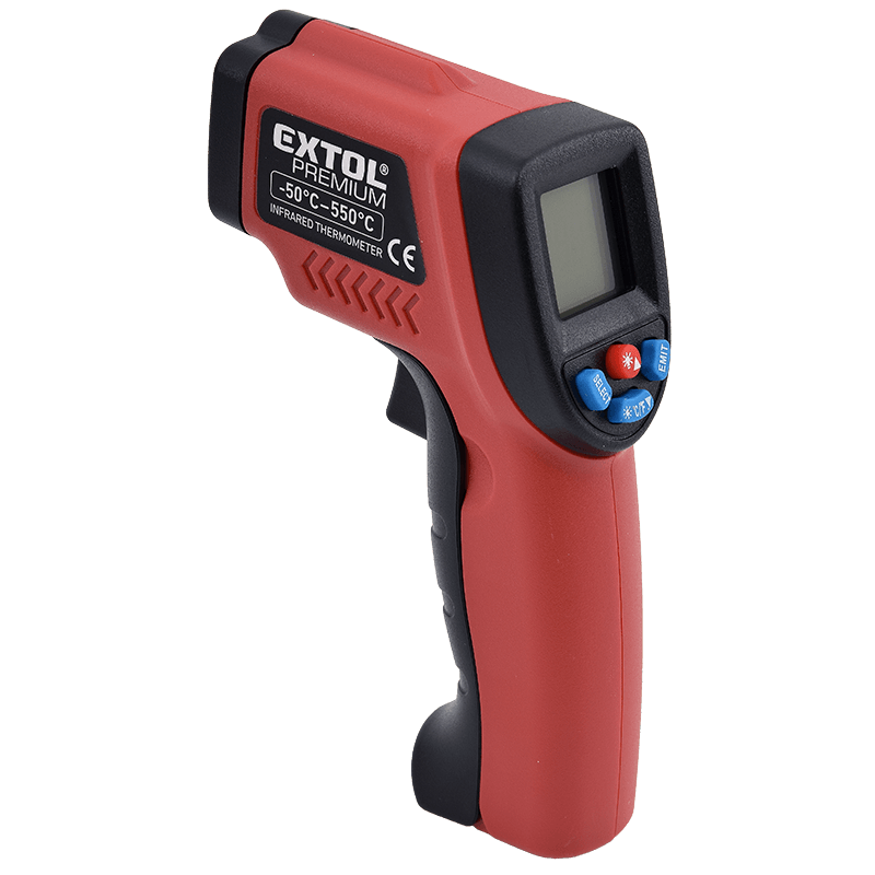 Lézeres infra hőmérő -50°C - +550°C digitális termométer Extol Premium ...