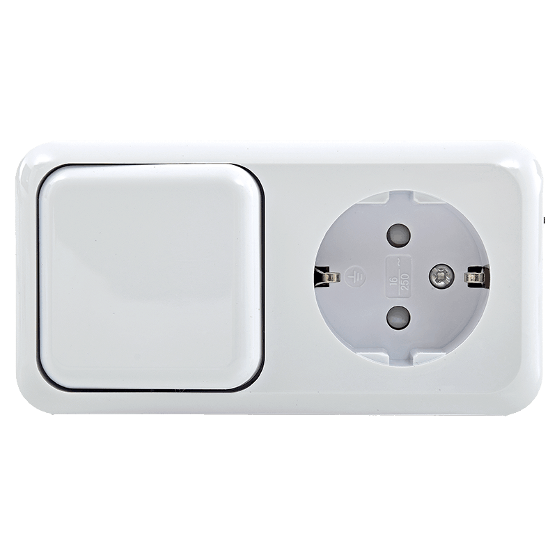 Falon kívüli dugalj kapcsolóval 2P+F csatlakozóaljzat 106-os ...