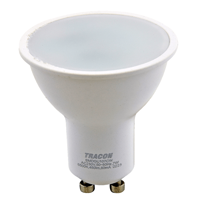 GU10 LED Spot Izzó 7W 6500K hideg fehér Tracon SMDGU107CW