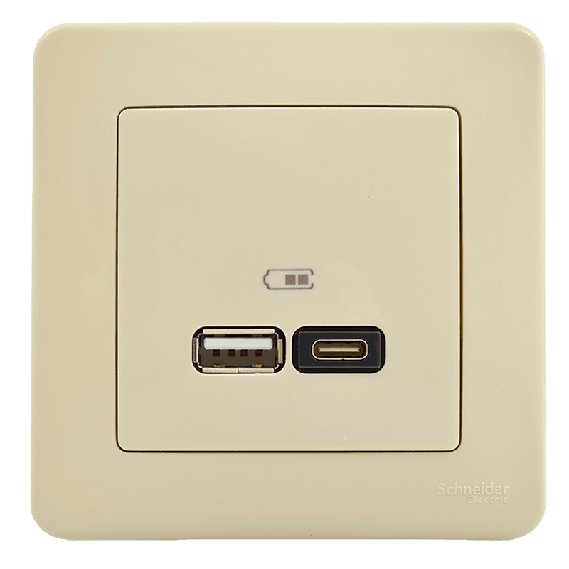 Schneider SEDNA Design Dupla USB A+C 2.4A töltő aljzat bézs SDD112402