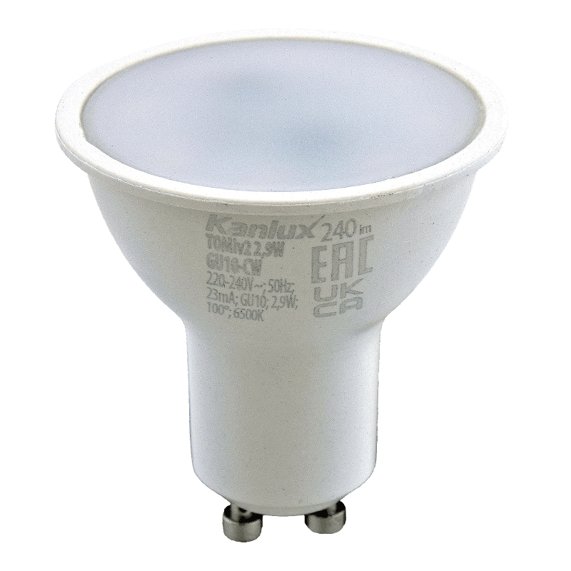 GU10 LED Spot Izzó 2,9W 6500K hideg fehér 240lm Kanlux Tomi V2 34963