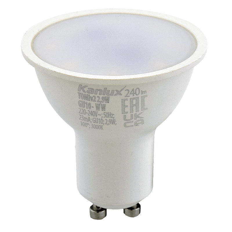 GU10 LED Spot Izzó 2,9W 3000K meleg fehér 240lm Kanlux Tomi V2 34965