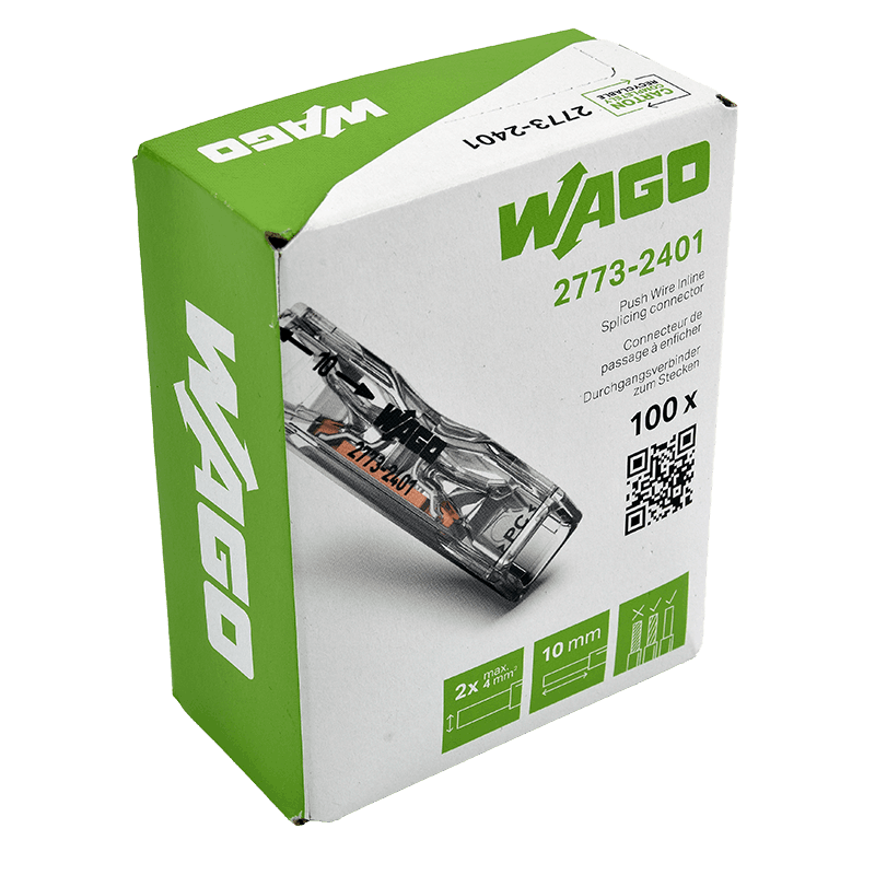 WAGO PUSH WIRE 2 vezetékes egyenes összekötő (tömör 0,75–4 mm2-es)32A ...