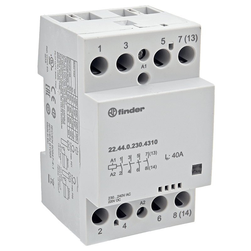 Finder Installációs kontaktor mágneskapcsoló 40A 4NO 230VAC/DC 22.44.0 ...