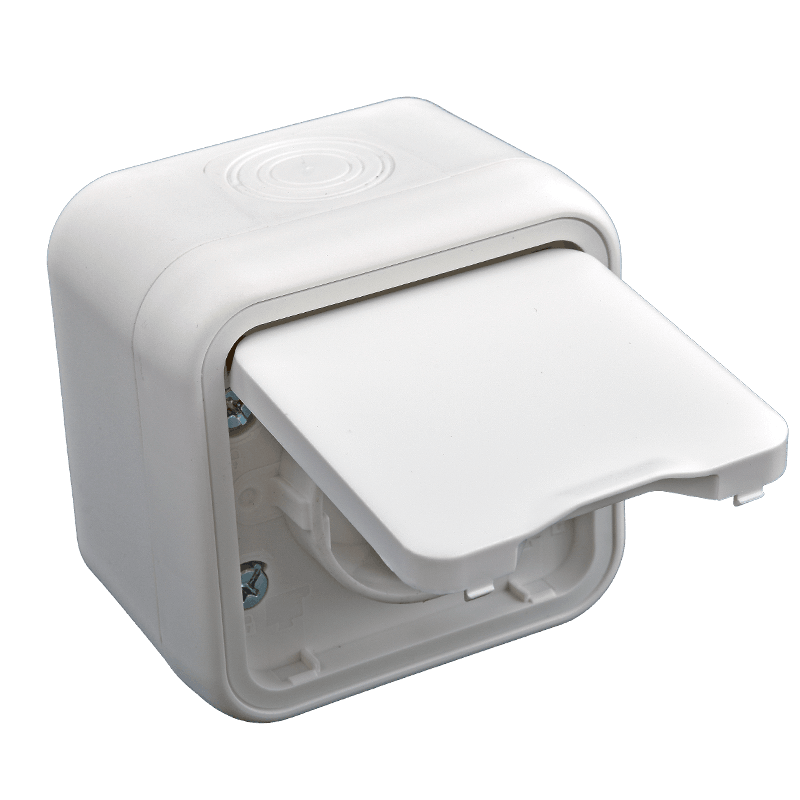 Falon kívüli dugalj 2P+F Fehér konnektor Csapófedéllel IP55 ...