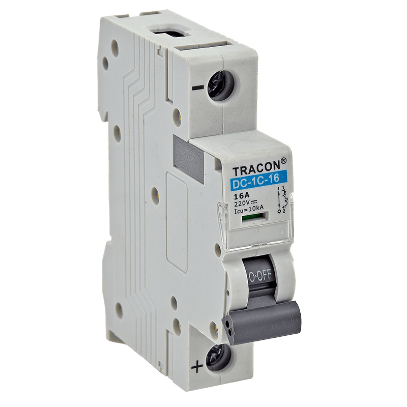 Tracon Kismegszakító 1P C 16A 6kA 250V DC PV rendszerekhez egyenaramú DC-1C-16