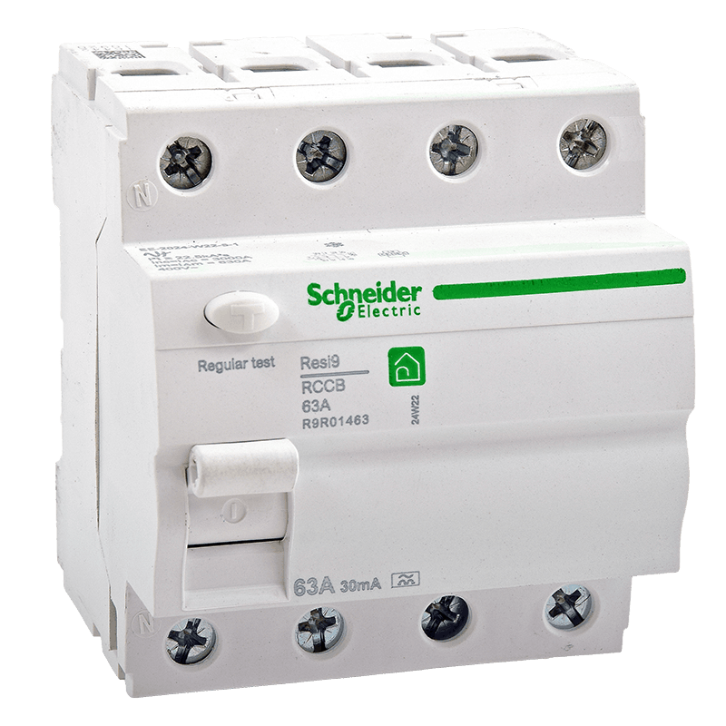 Fi relé 4P 63A 30mA 6kA (A) áramvédő kapcsoló ÁVK ÉV relé Schneider RESI9 R9R01463
