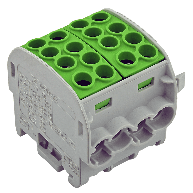 Fővezetéki leágazó sorkapocs 25 mm2 Z/S DC Weidmüller WPD 202 4x35/4x25 GY