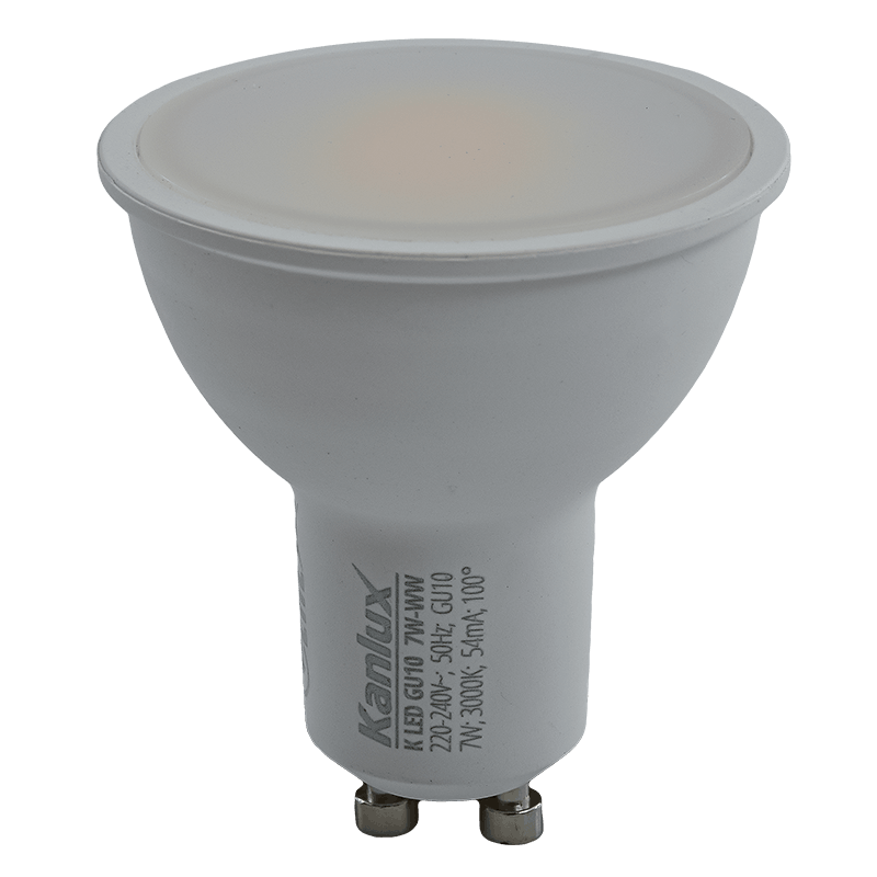 GU10 LED Spot Izzó 7W 3000K meleg fehér 100° 1000lm Kanlux K LED GU10 7W-WW