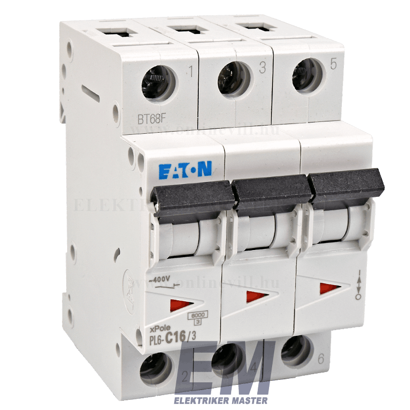 EATON kismegszakító 3P C 16A 6kA PL6-C16/3 286601