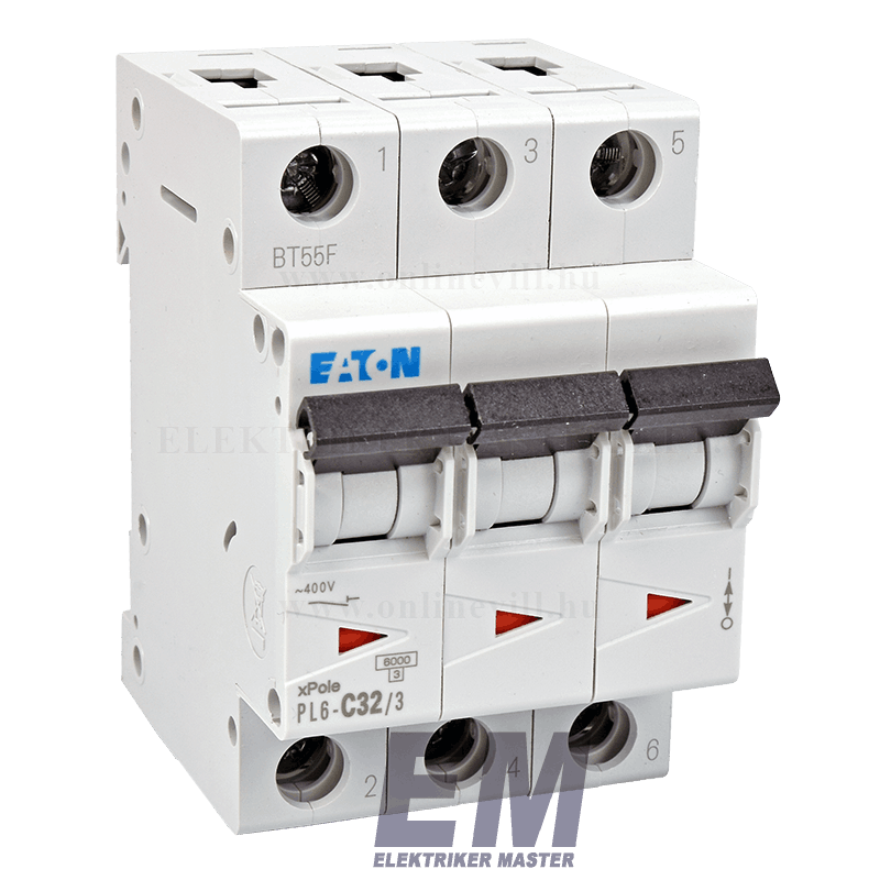 EATON kismegszakító 3P C 32A 6kA PL6-C32/3 286604