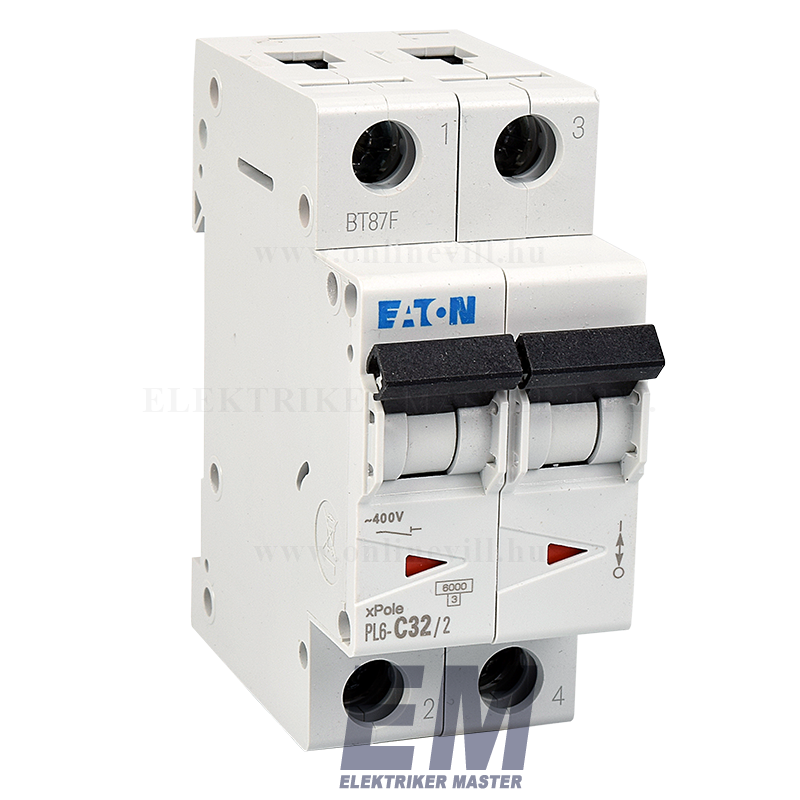 EATON kismegszakító 2P C 32A 6kA PL6-C32/2 286570