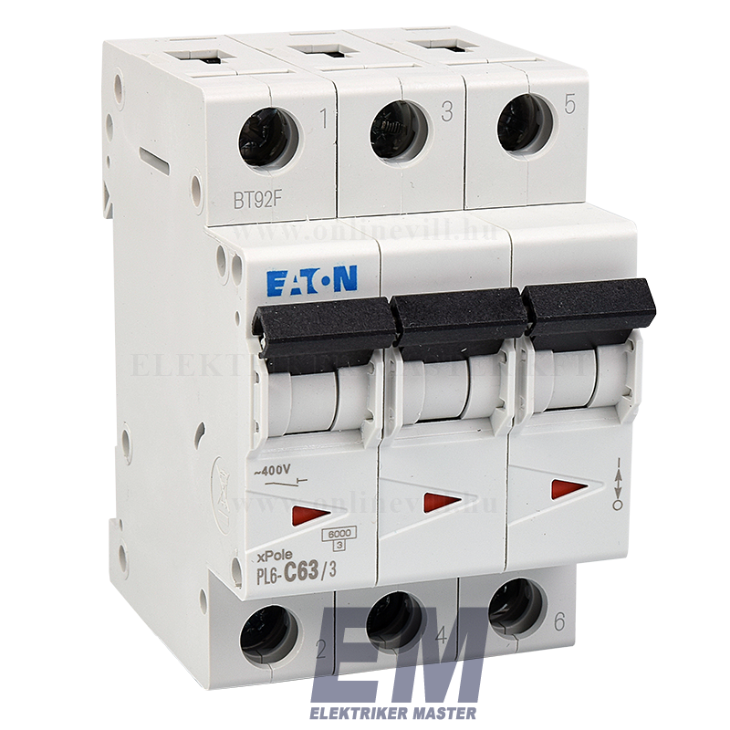 EATON kismegszakító 3P C 63A 6kA PL6-C63/3 286607